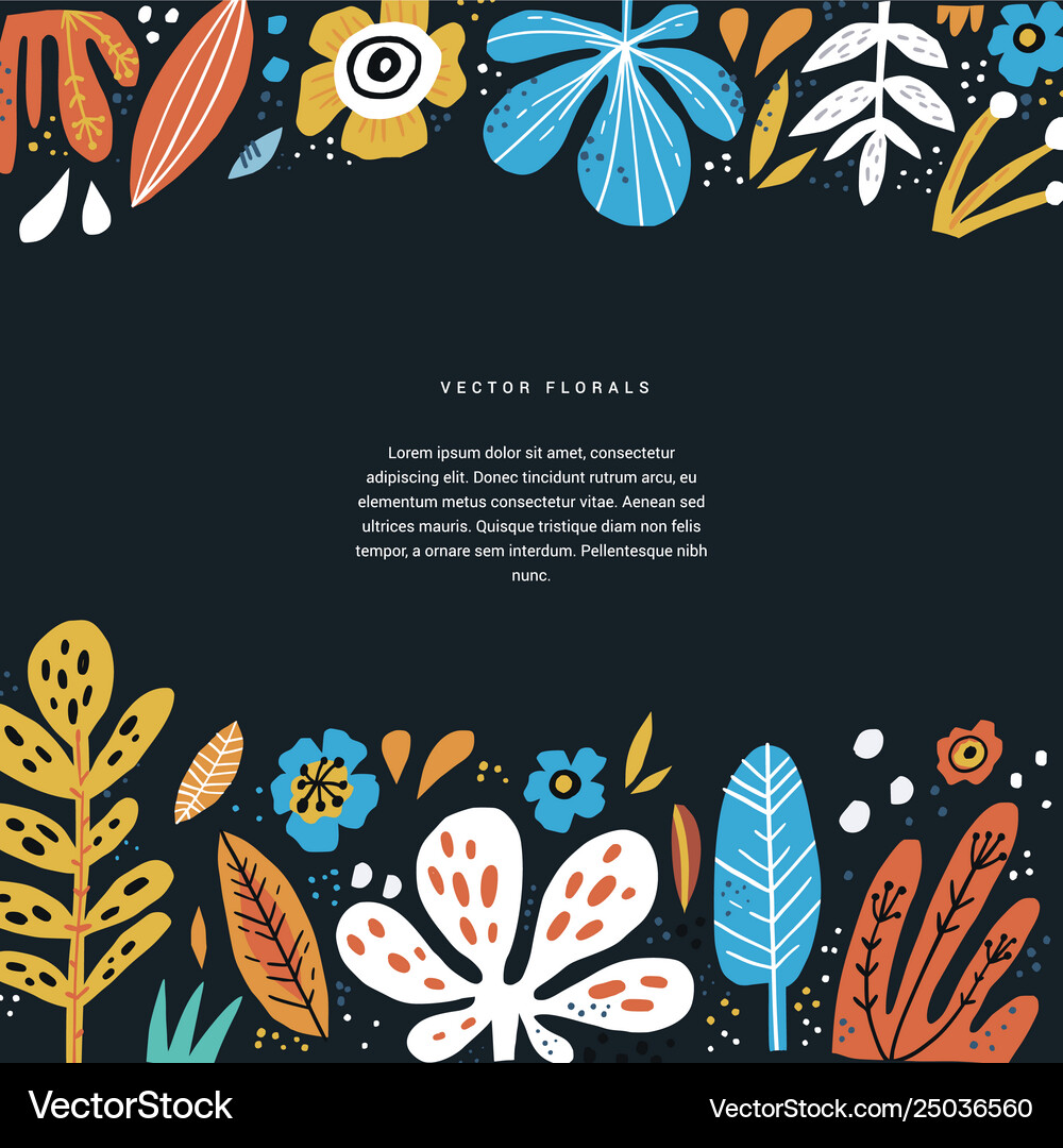 Floral hand drawn poster template with text space Vector Image