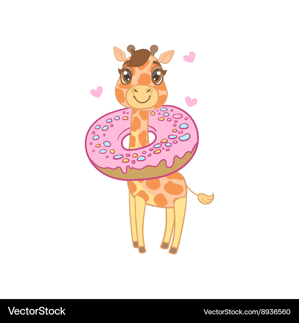 Giraffe with donut around the neck Royalty Free Vector Image