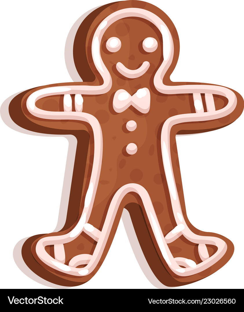 Glazed gingerbread man cookie christmas symbol Vector Image