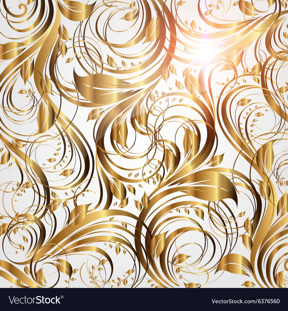 Gold seamless floral background Royalty Free Vector Image