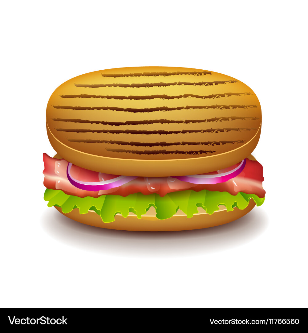Grilled sandwich isolated on white Royalty Free Vector Image