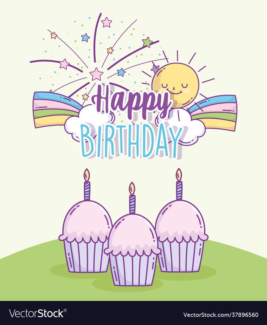 Happy birthday cupcakes Royalty Free Vector Image