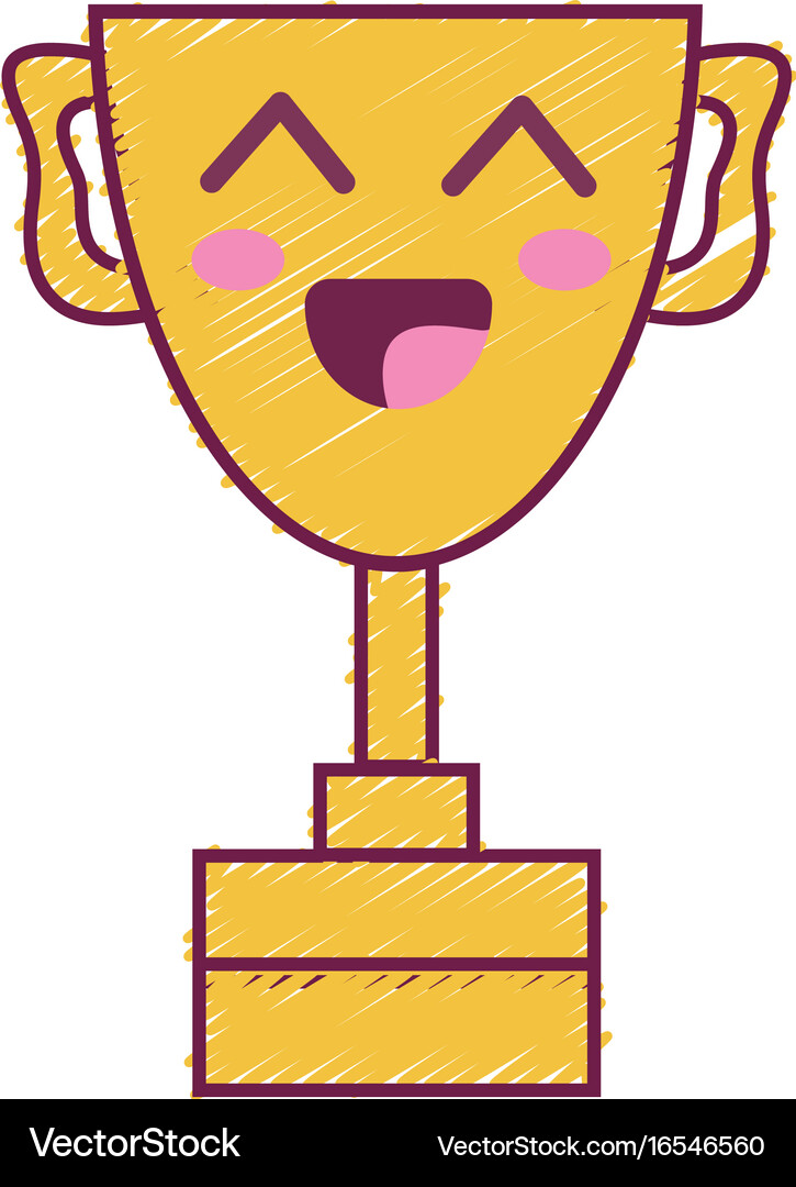 Kawaii cute happy prize cup Royalty Free Vector Image