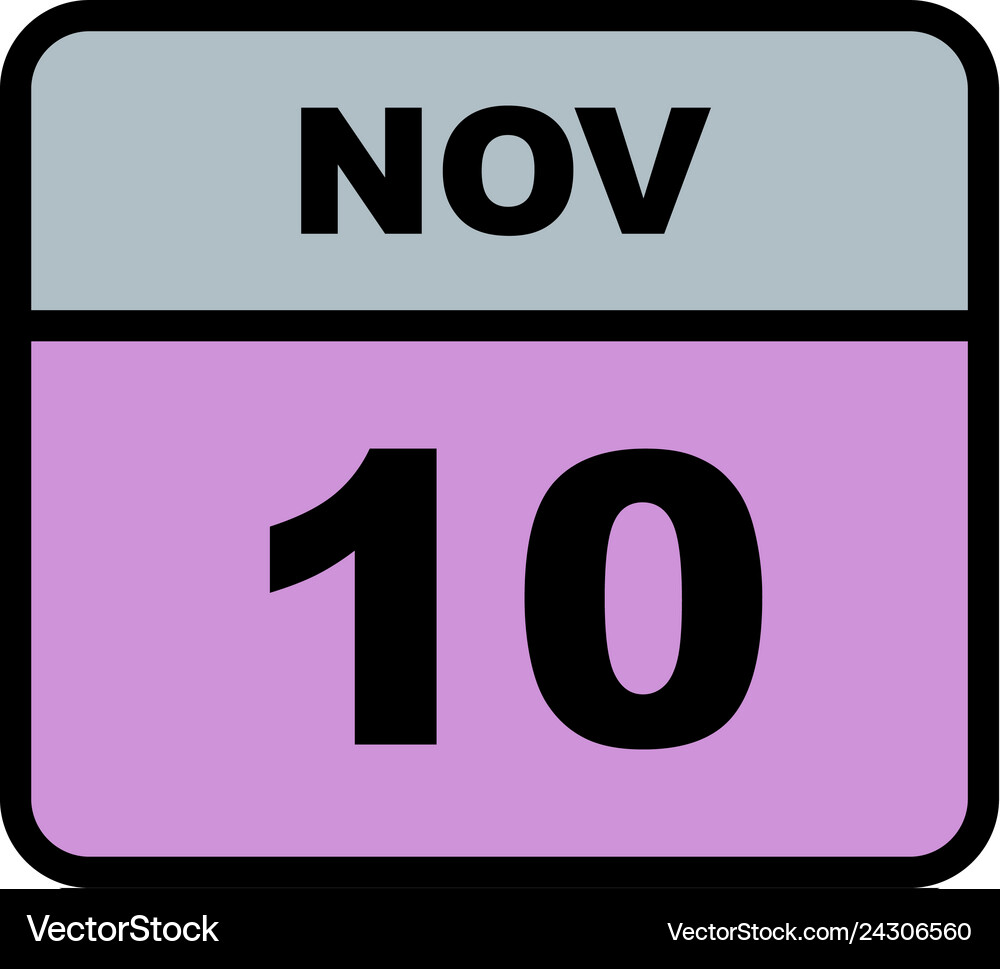 November 10th date on a single day calendar Vector Image