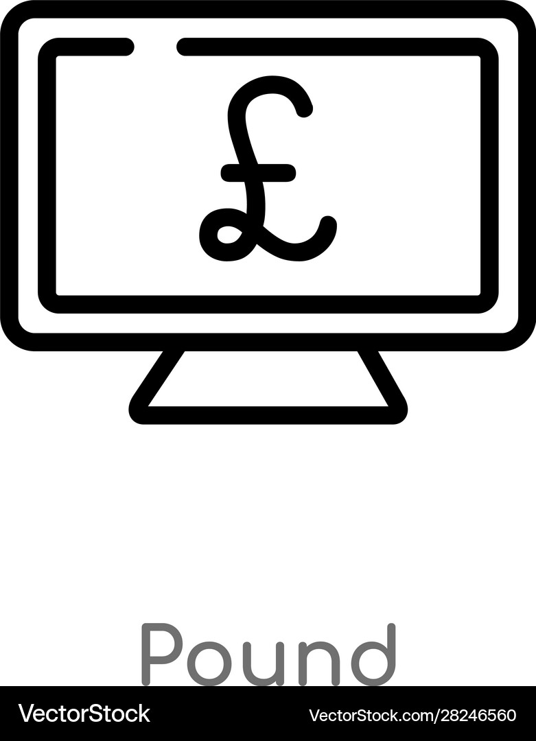 Outline pound icon isolated black simple line Vector Image