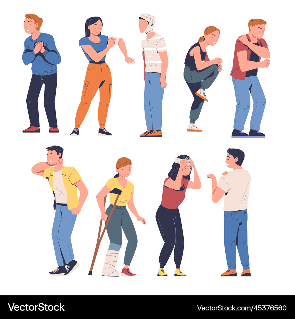 People suffering from pain headache backache set Vector Image