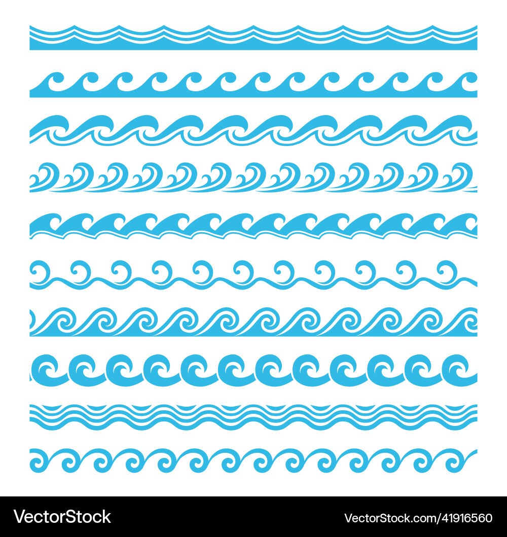 Sea and ocean wave line patterns or dividers Vector Image