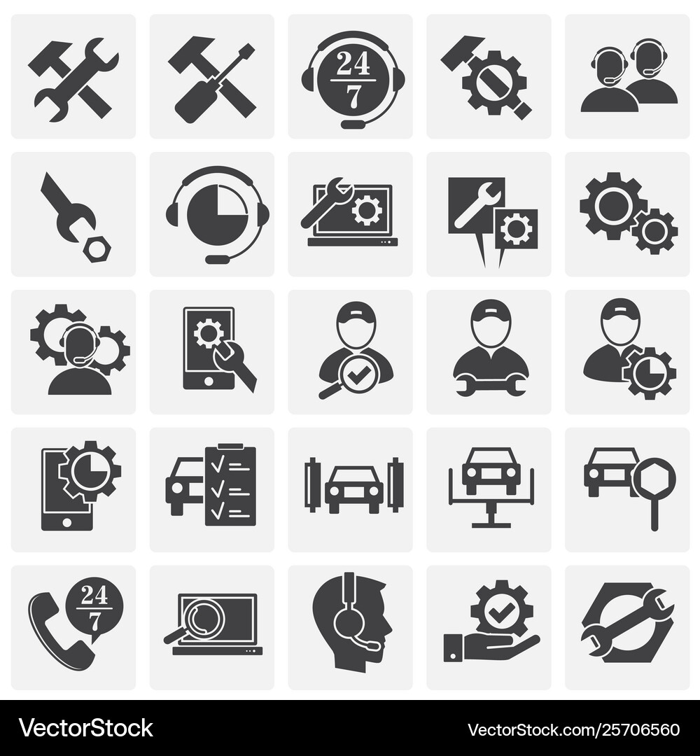 Service related icons set on background Royalty Free Vector