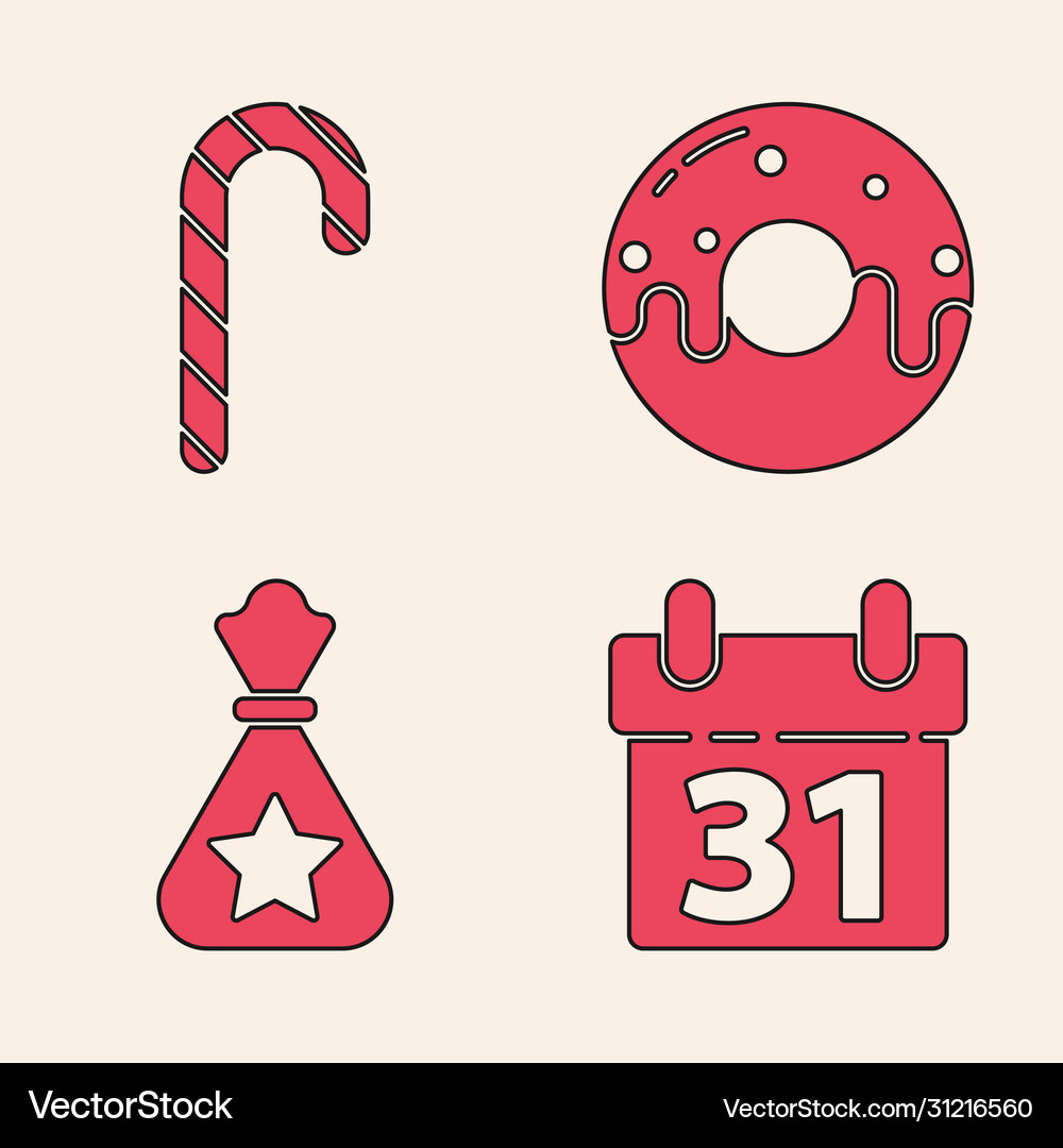 Set calendar christmas candy cane with stripes Vector Image