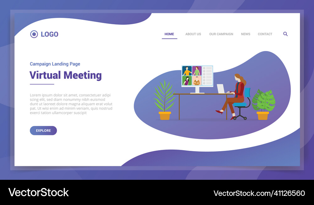 Virtual meeting technology work from home Vector Image