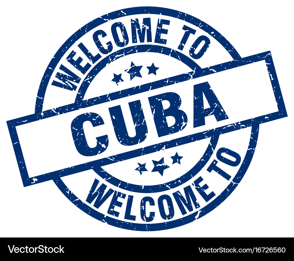 Welcome to cuba blue stamp Royalty Free Vector Image