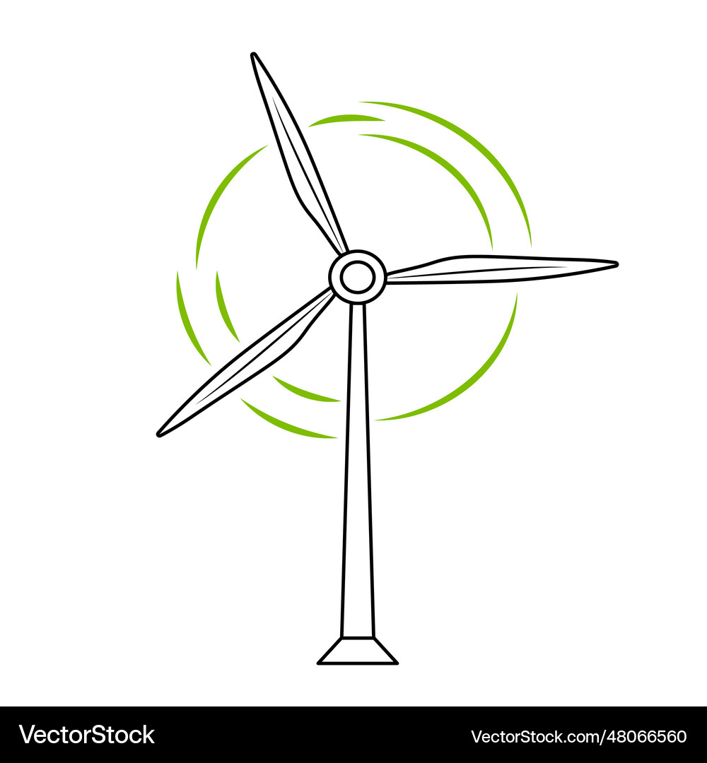 Wind turbine doodle icon hand drawn windmill Vector Image