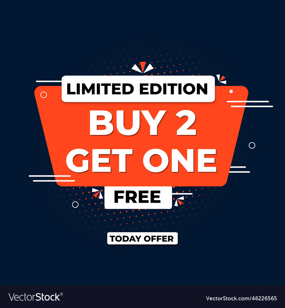 Buy two get one free sale banner special Vector Image