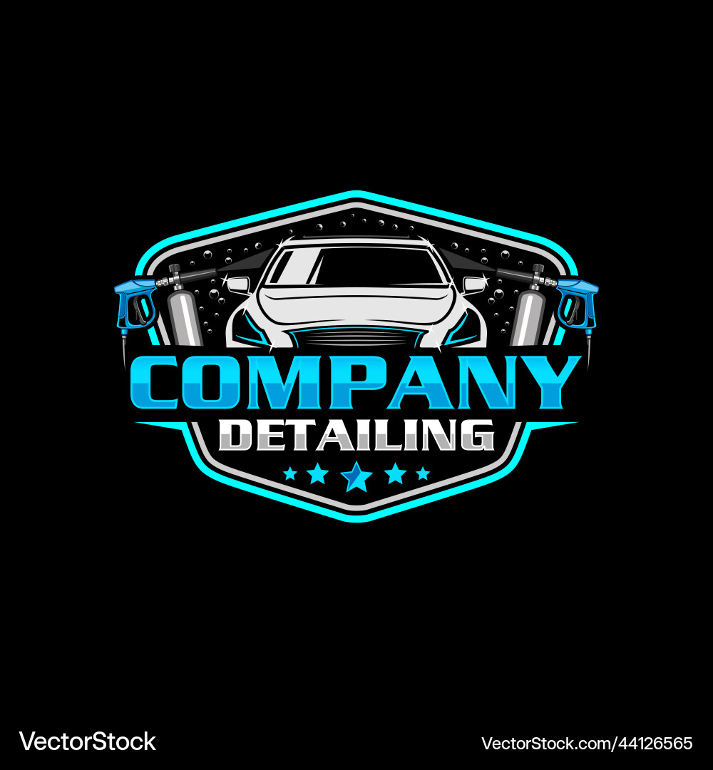 Detailing car logo and wash Royalty Free Vector Image