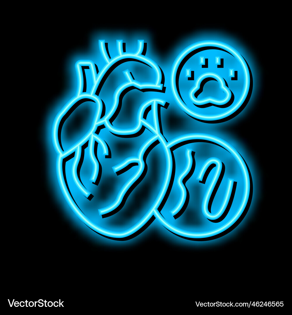 Heartworm disease neon glow icon Royalty Free Vector Image