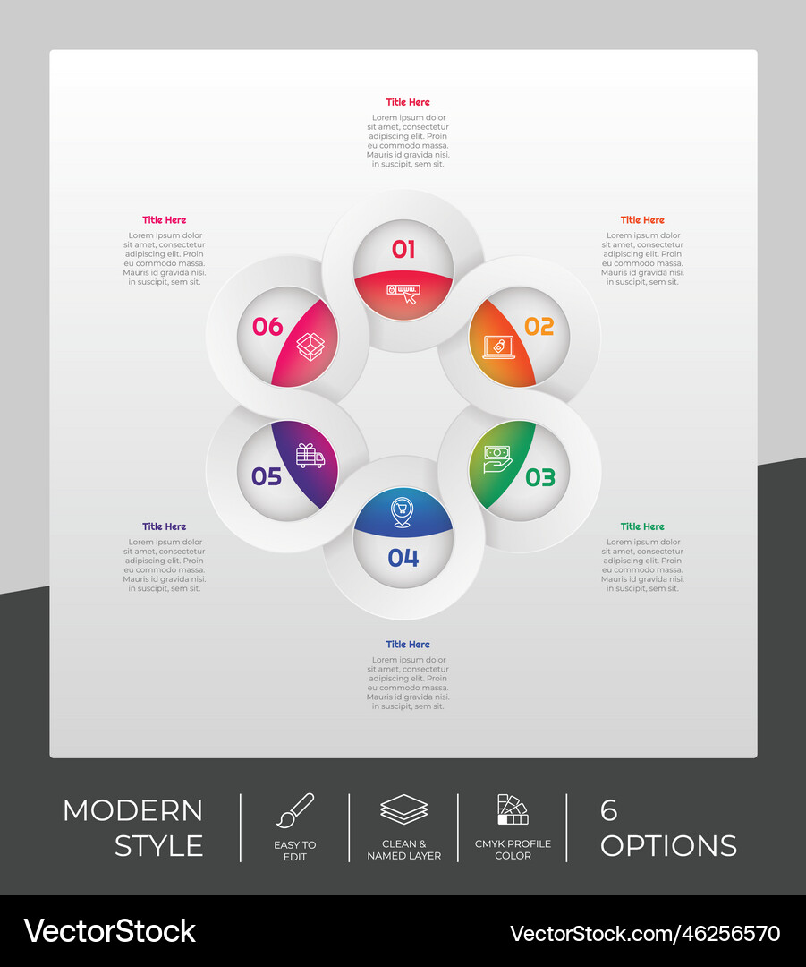 3d modern option circle infographic with paper Vector Image