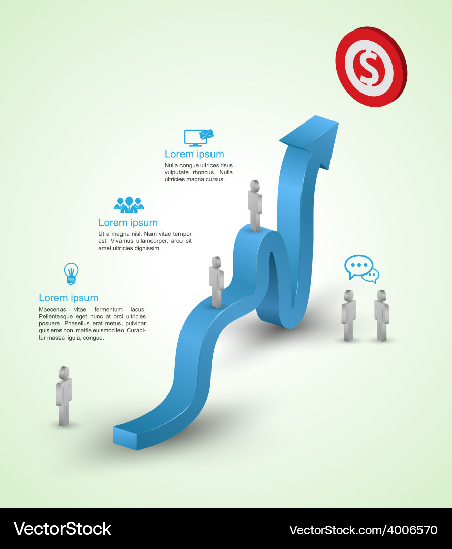 Arrow growing upward to target Royalty Free Vector Image