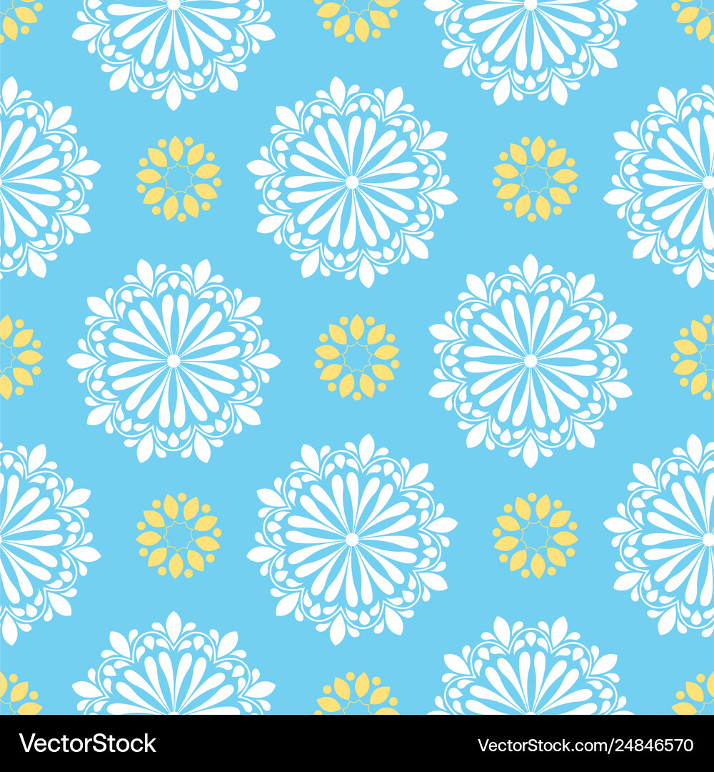 Bright mandala pattern in blue white Royalty Free Vector