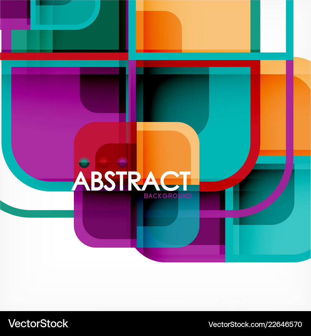 Colorful round squares modern geometric background