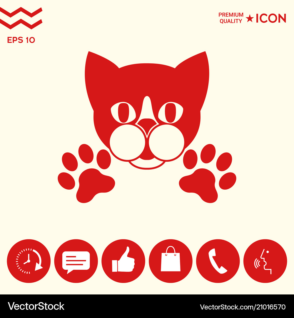 Cut cat with paws - logo symbol protect sign Vector Image