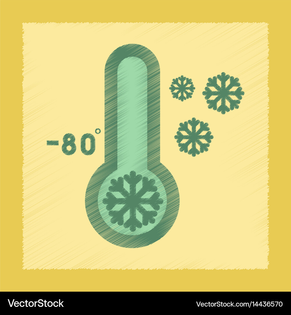 Flat shading style icon thermometer cold weather Vector Image