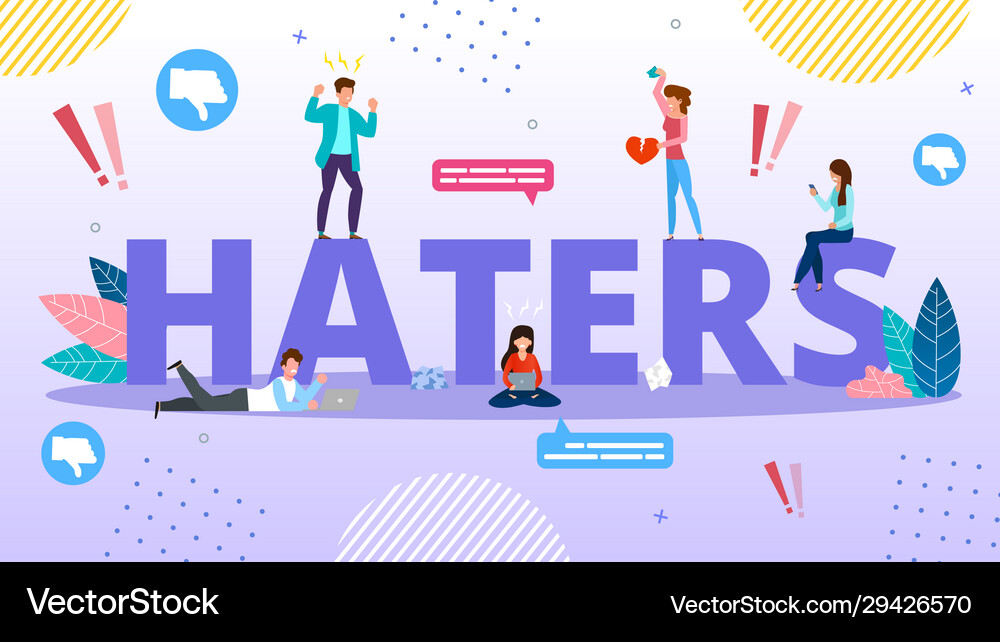 Haters internet trolling bullying online mockery Vector Image