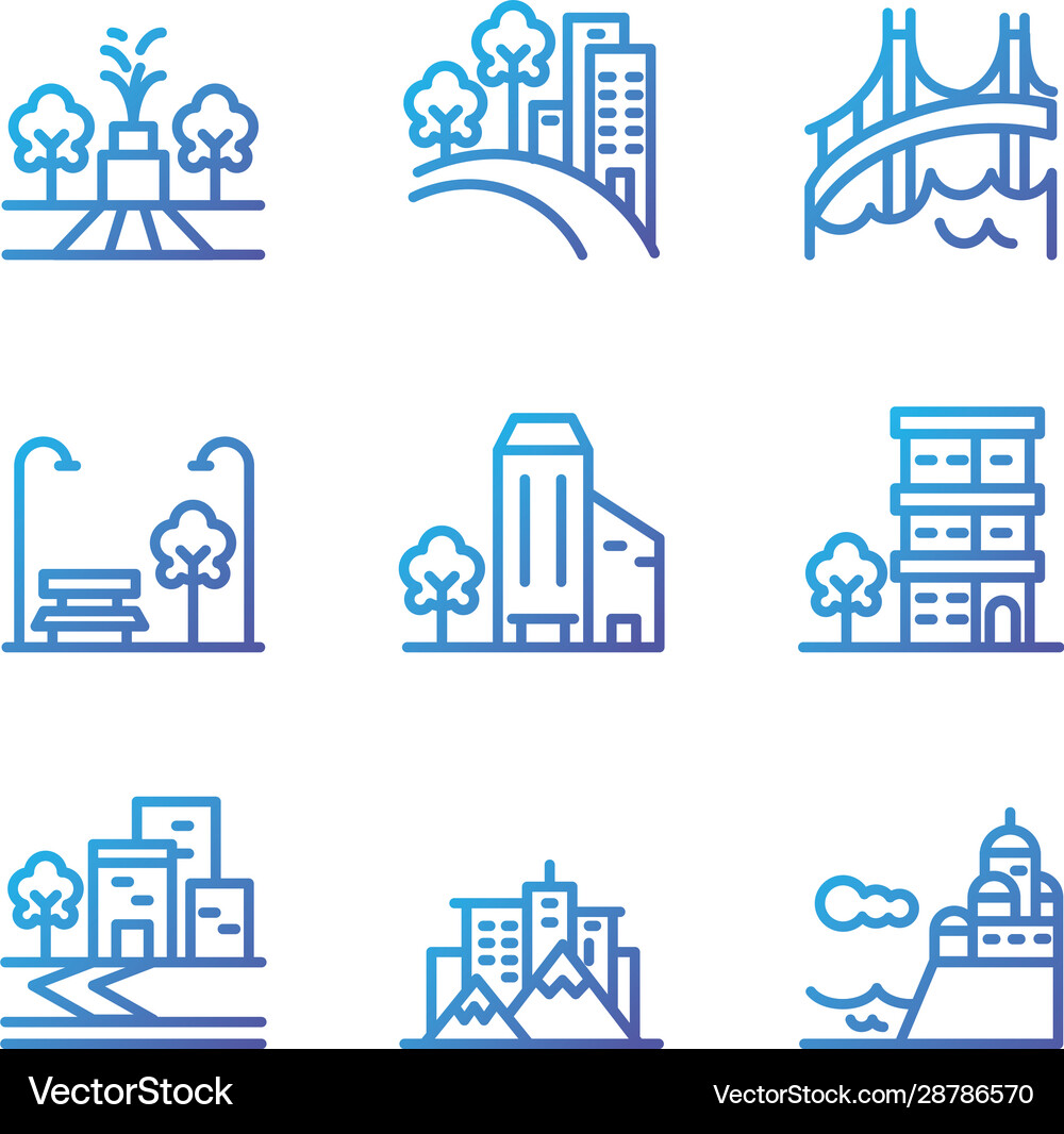 Isolated city buildings icon set design Royalty Free Vector