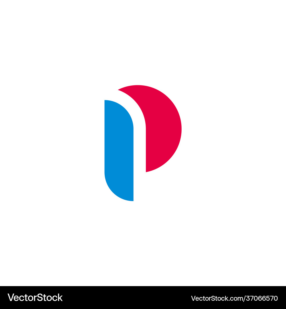 Letter p curves geometric simplicity concept logo Vector Image