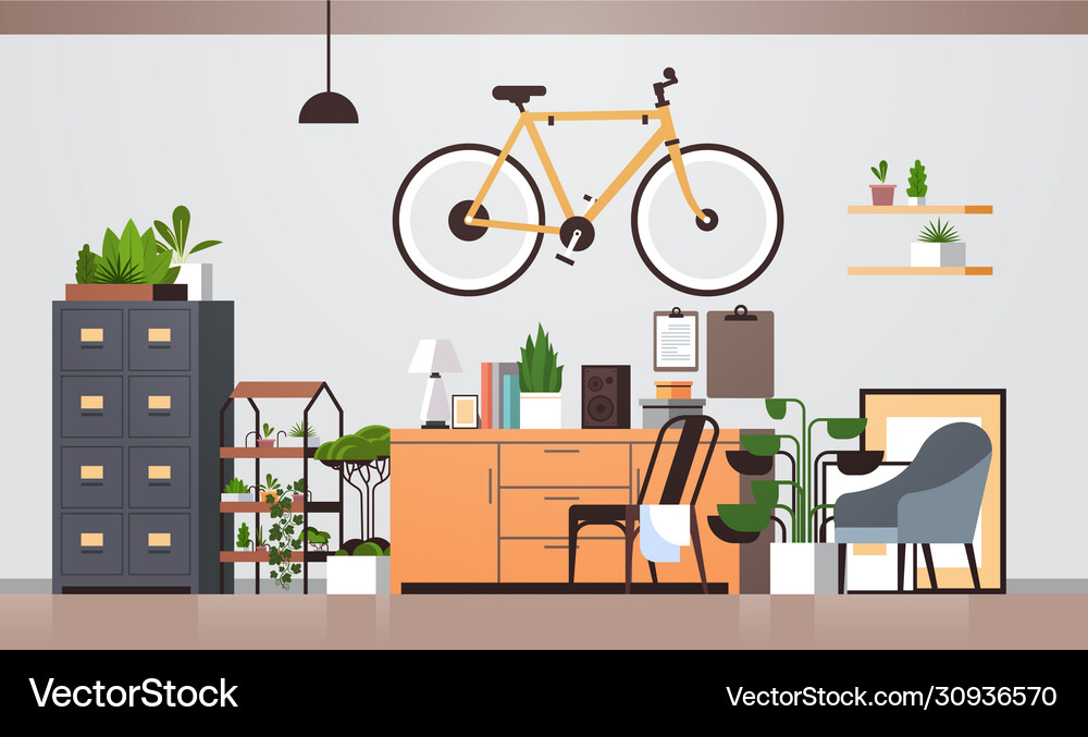 Modern workplace cabinet empty living room Vector Image