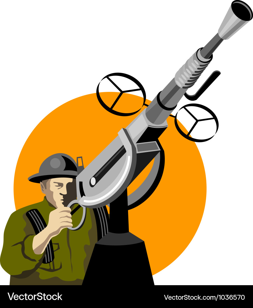 World war two british soldier machine gun Vector Image