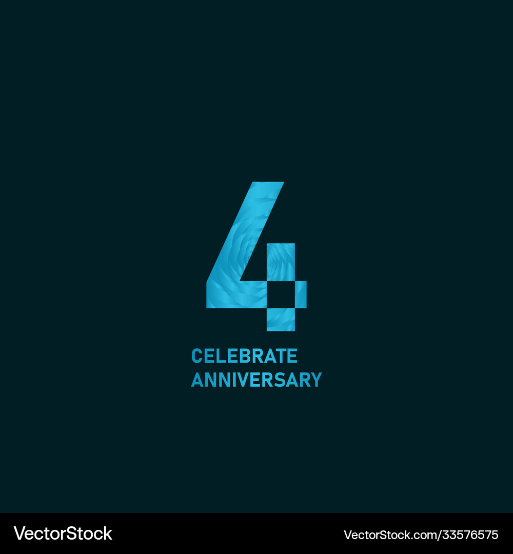 4 year anniversary aqua color template design Vector Image