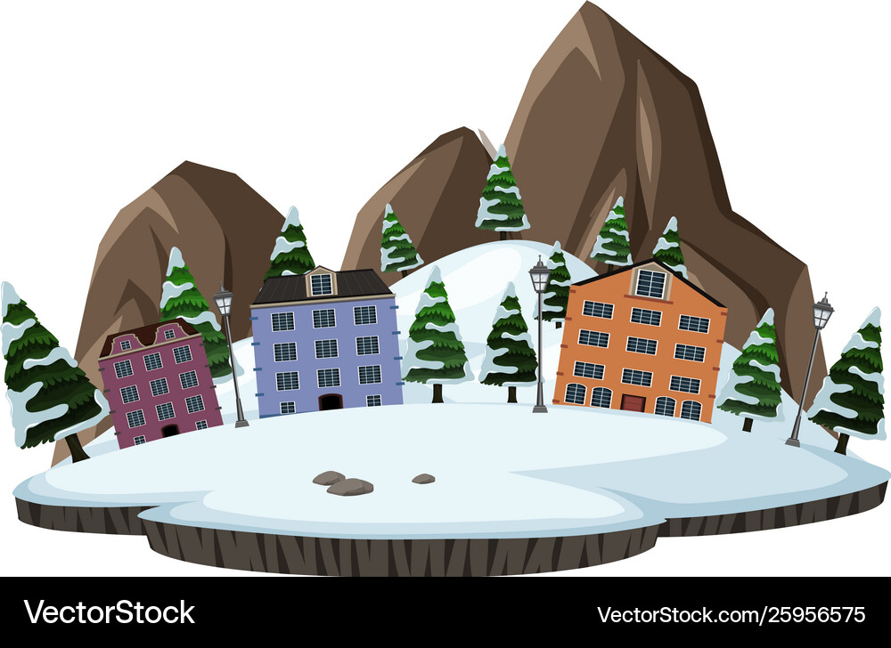 An isolated snow village Royalty Free Vector Image