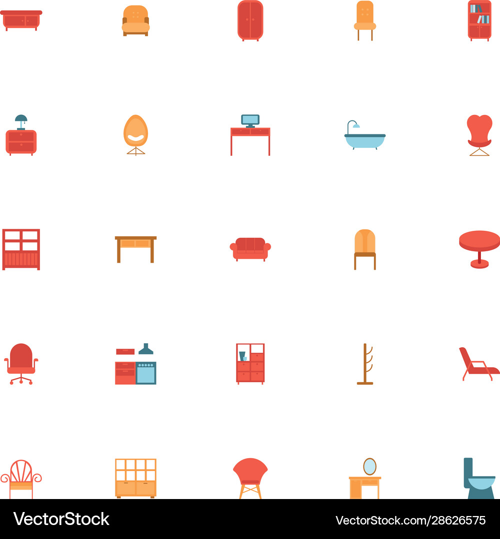 Bundle furniture set icons Royalty Free Vector Image