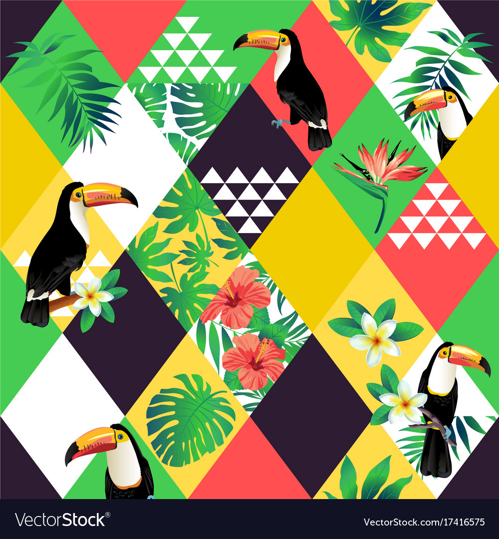 Exotic beach trendy seamless pattern patchwork Vector Image