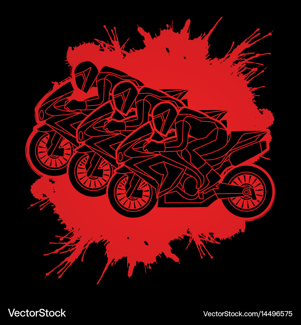 Motorcycle Racing Team - Side View Royalty Free Vector Image