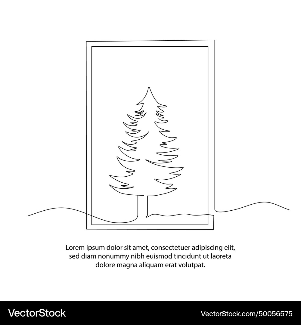 One line poster drawing of pine tree with a Vector Image