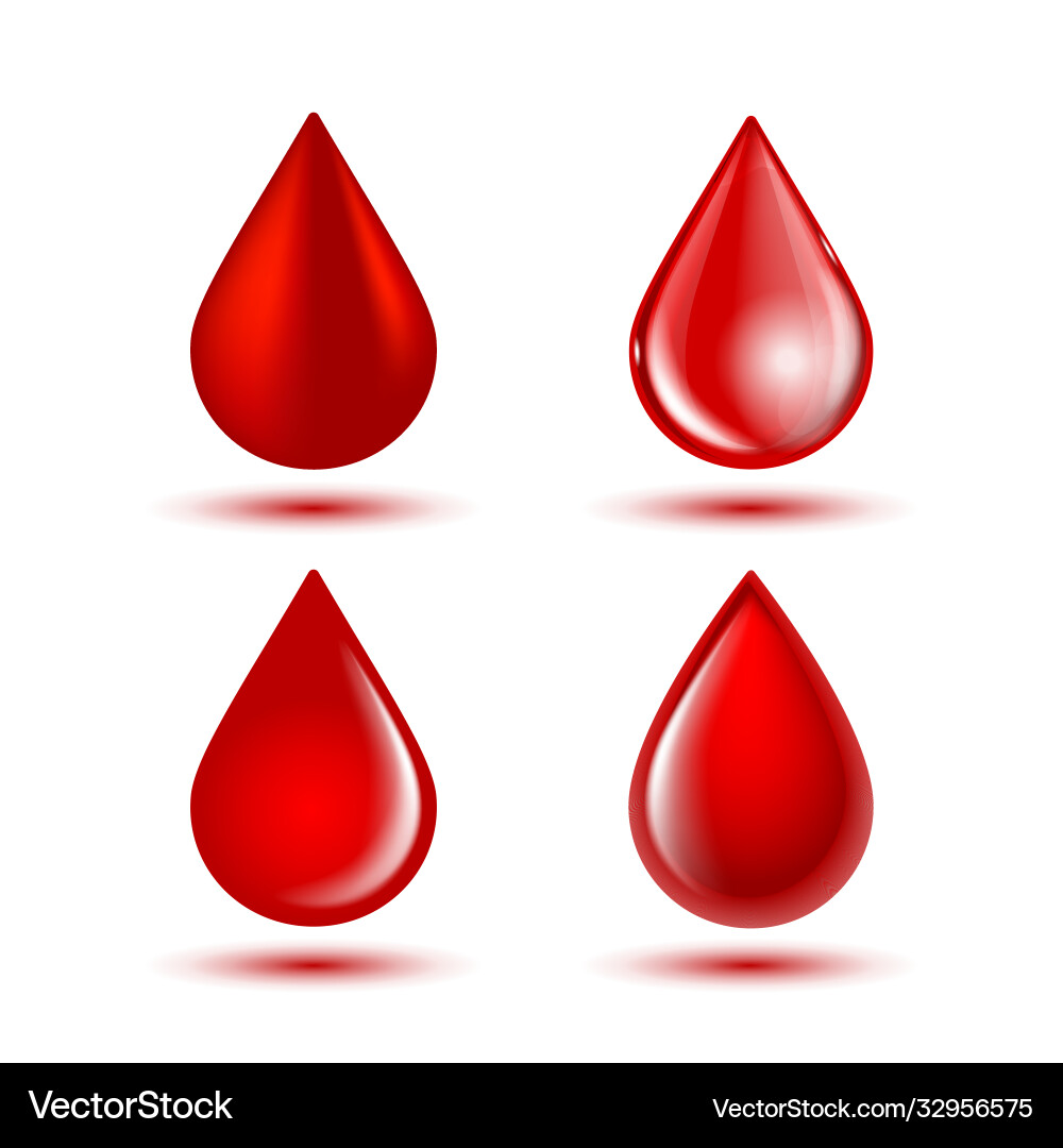 Red shiny drops blood isolated on white Royalty Free Vector