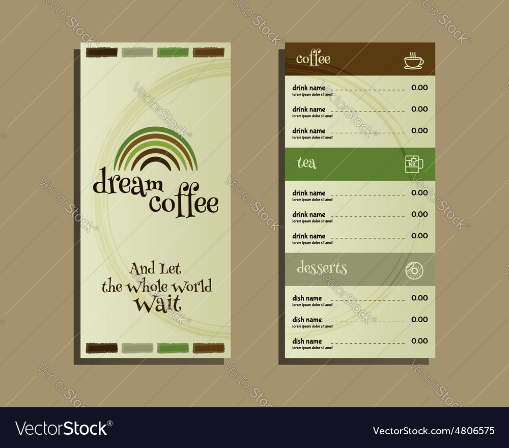 Restaurant and cafe menu flat design with dream Vector Image