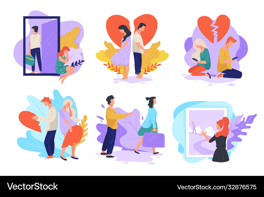 Separation partners broke up boyfriend Royalty Free Vector