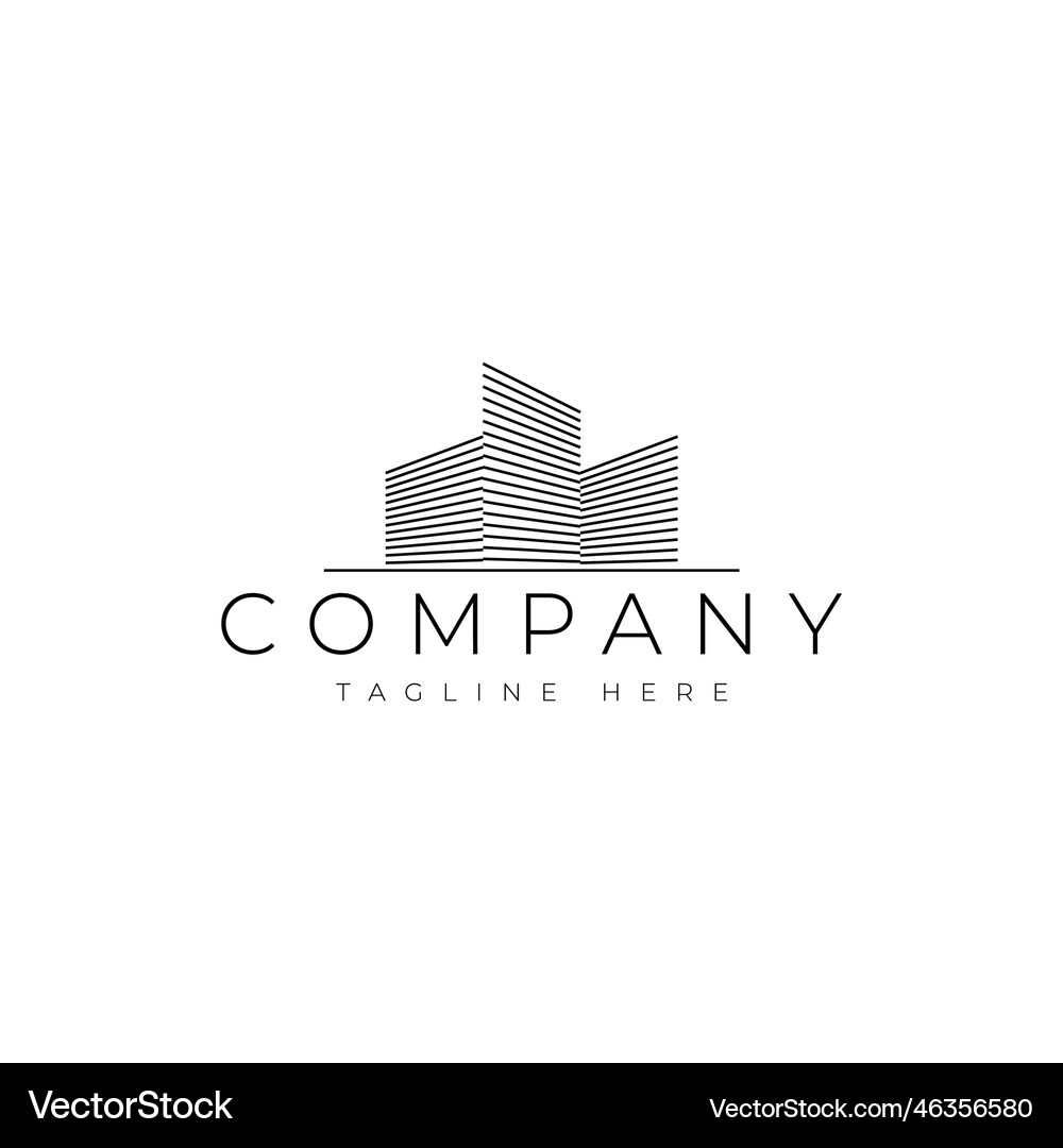 Building office company line logo design Vector Image