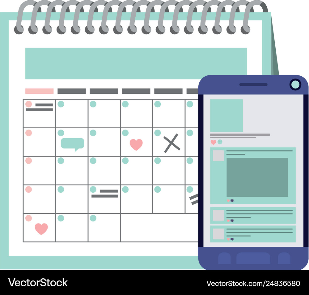 Calendar reminder with smartphone isolated icon Vector Image