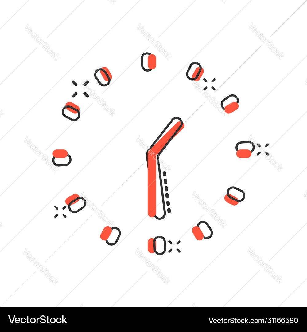 Clock icon in comic style watch cartoon on white Vector Image