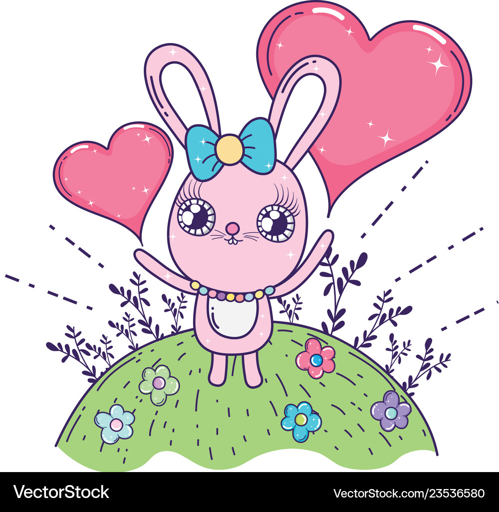 Cute rabbit girl valentines day Royalty Free Vector Image