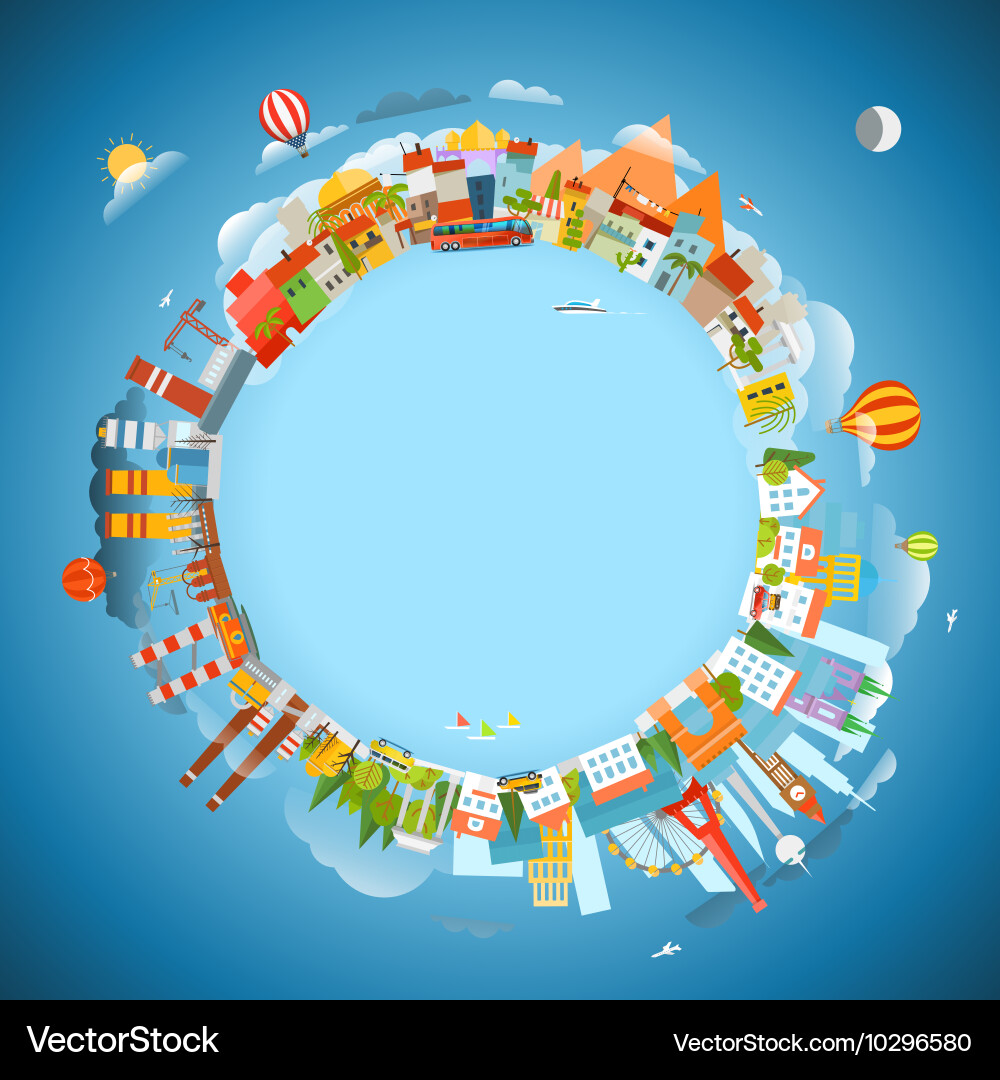 Earth and different locations travel concept Vector Image