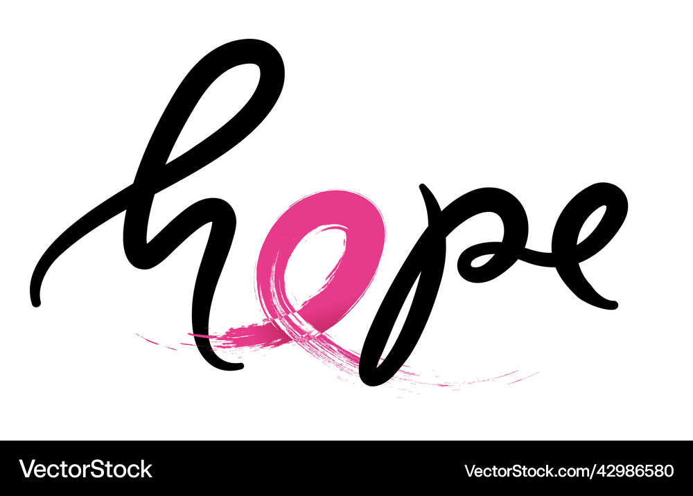 Hope typography handwritten design with cancer Vector Image
