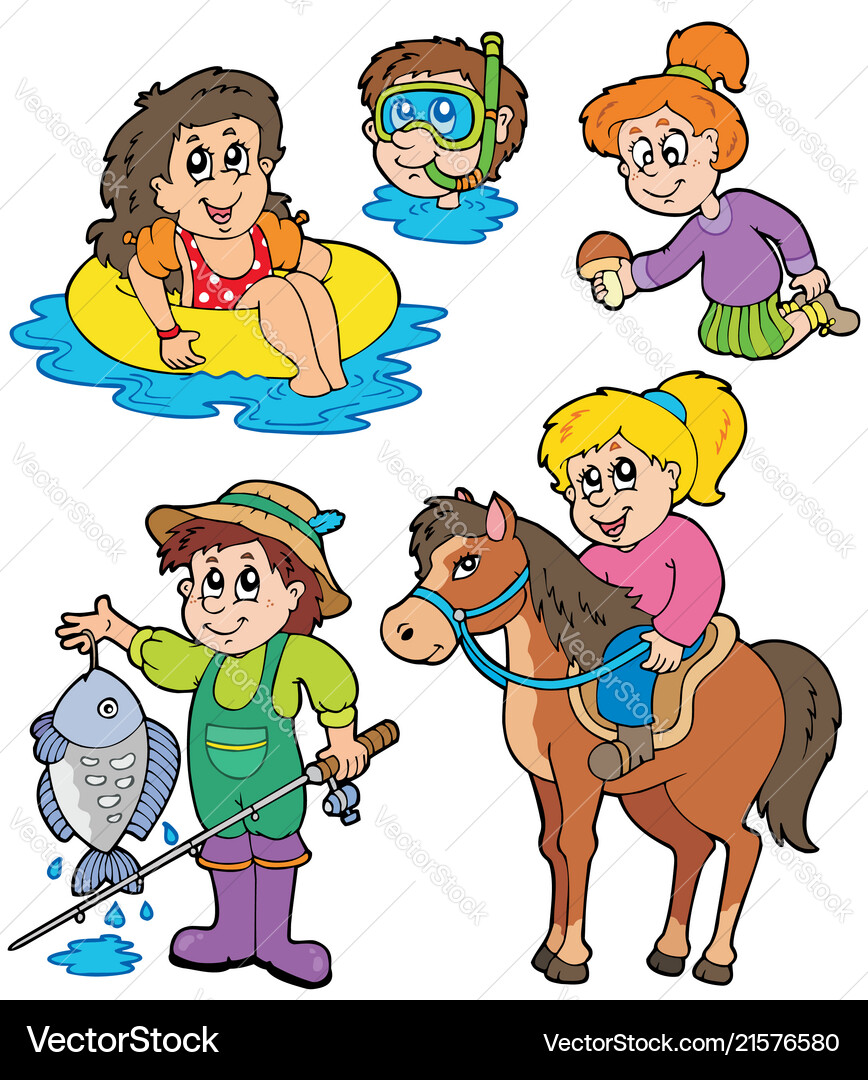Kids Summer Activities Collection Royalty Free Vector Image