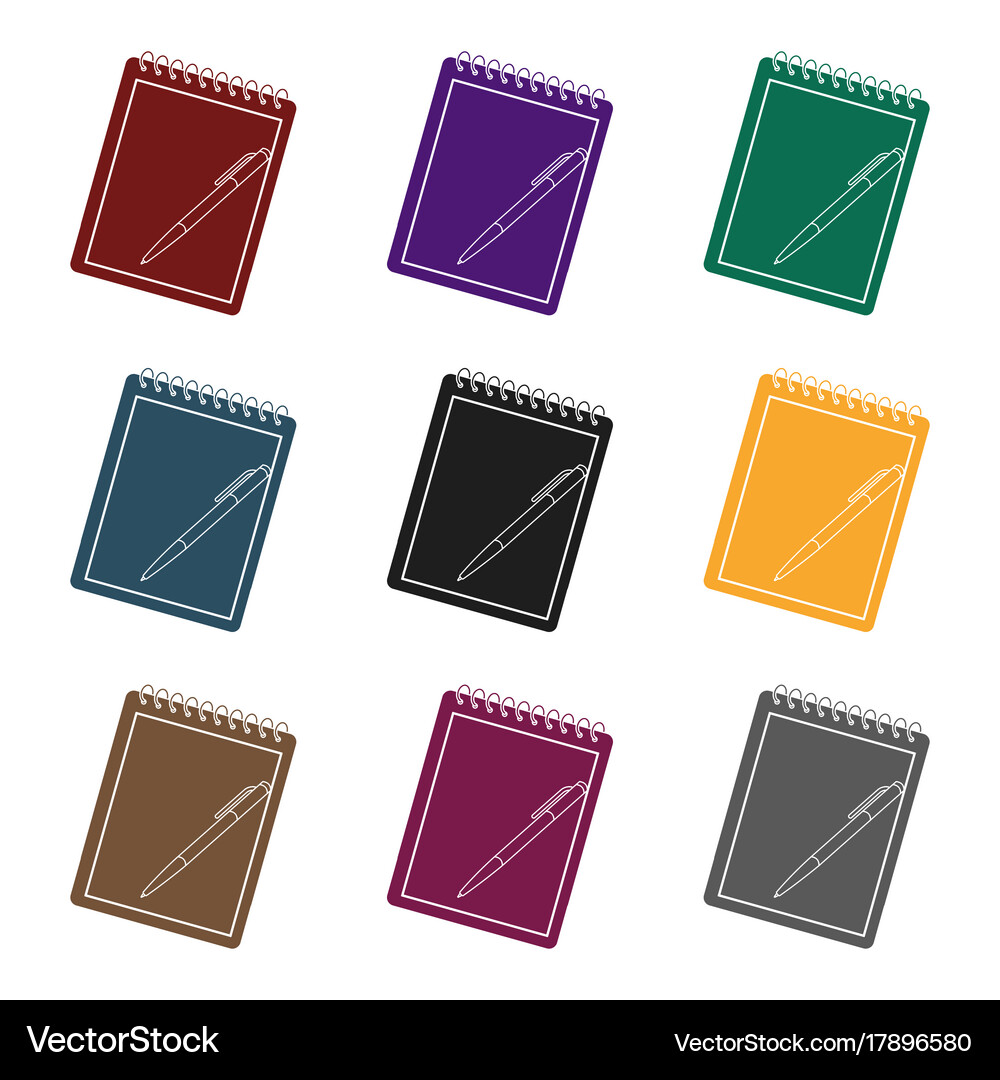 Notebook and pen icon in black style isolated Vector Image