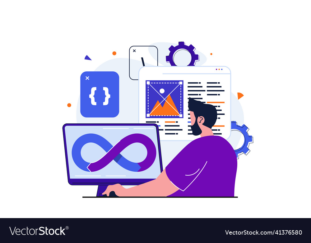 Programmer working modern flat concept for web Vector Image