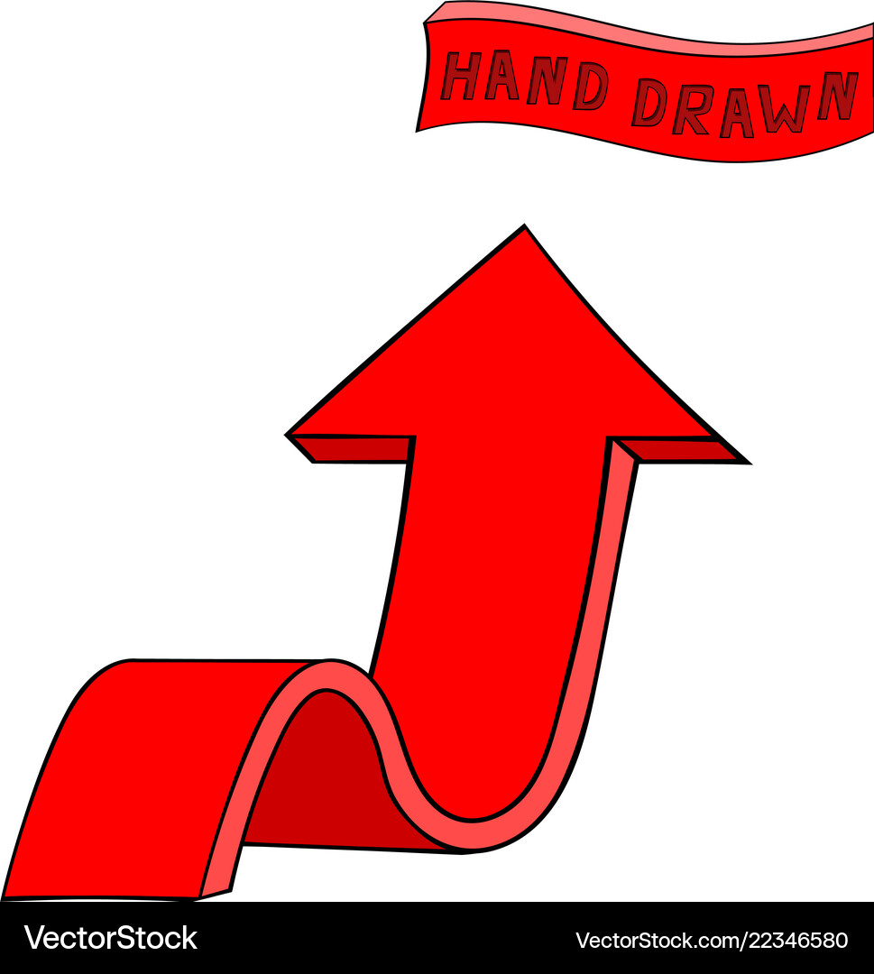 Red arrow up sign hand drawn sketch Royalty Free Vector