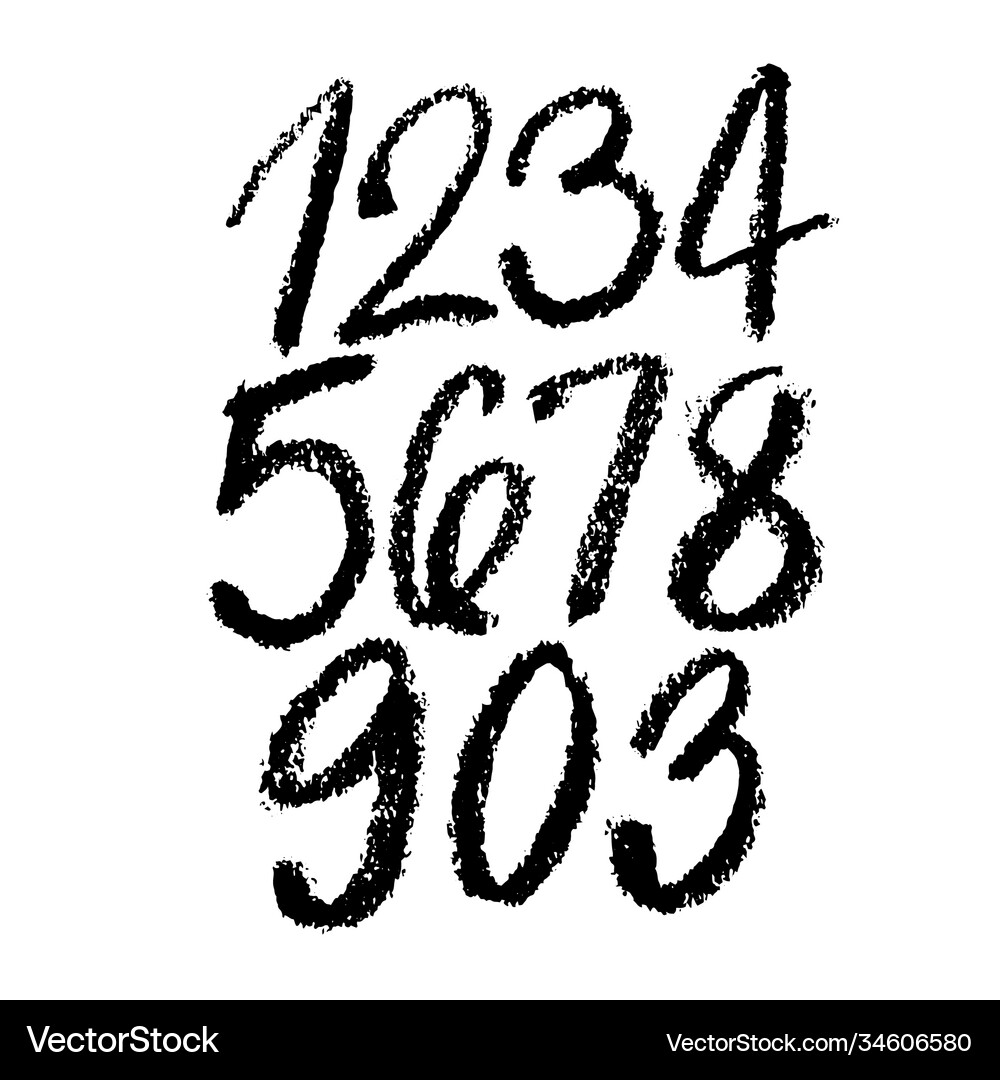 Set calligraphic pastel or charcoal numbers Vector Image